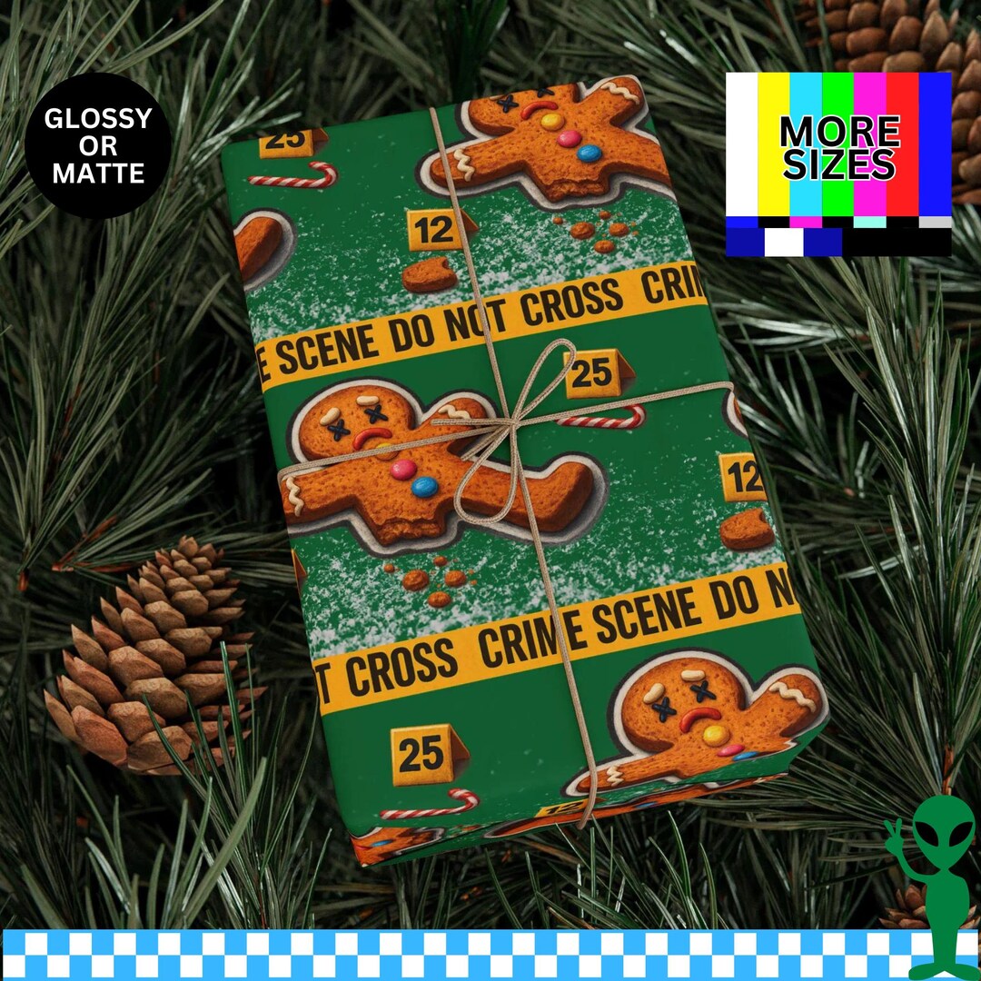 Gingerbread Murder Mystery Wrapping Paper, True Crime Christmas Gift ...