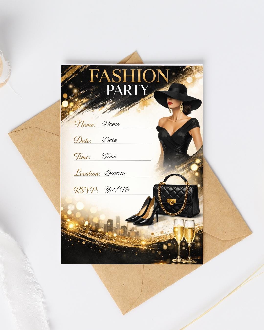 Fashion Party Digital Invitation Template (instant Download) - Etsy