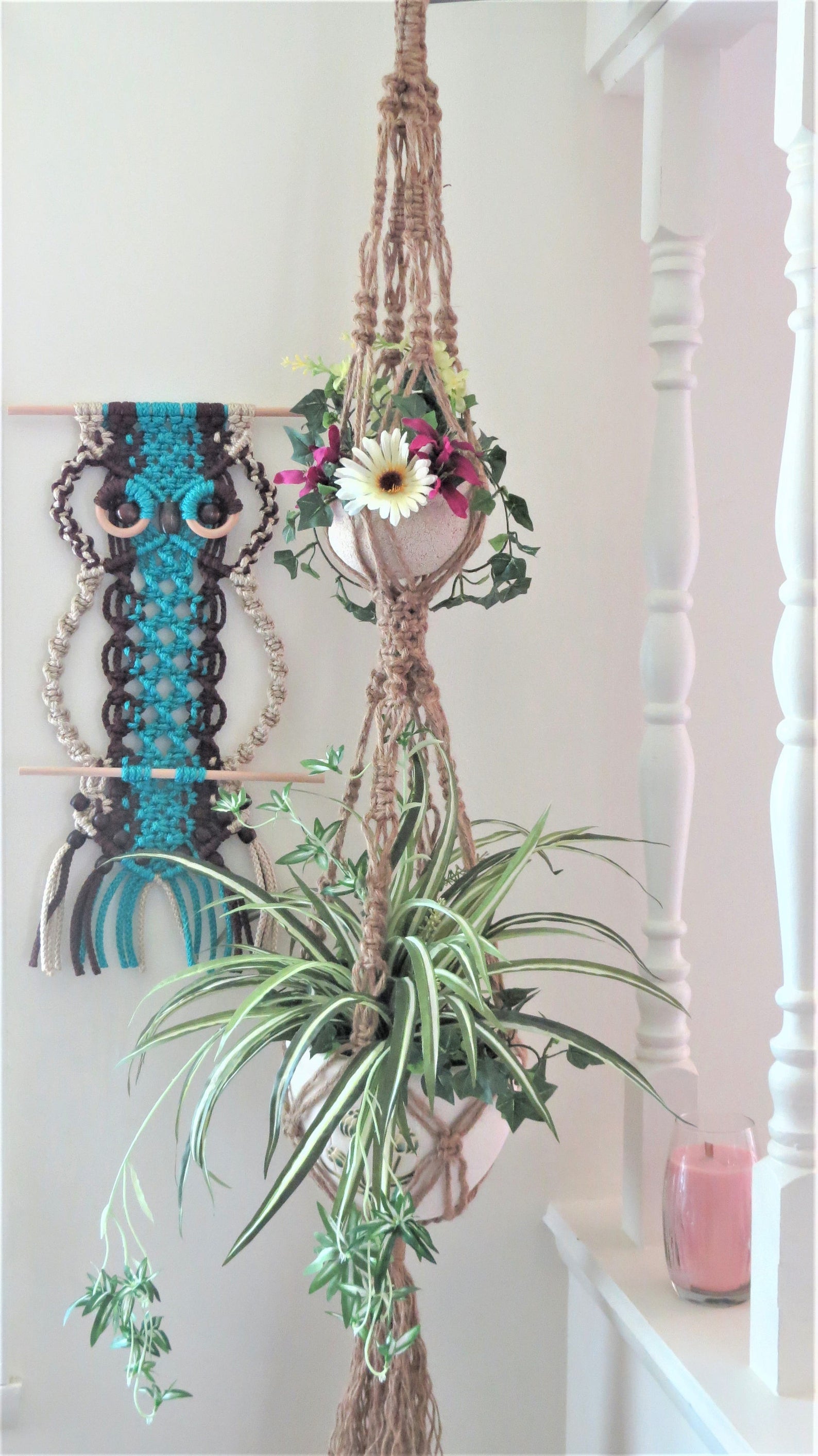 Jute Macrame Plant Hanger Large Double Macrame Planter | Etsy