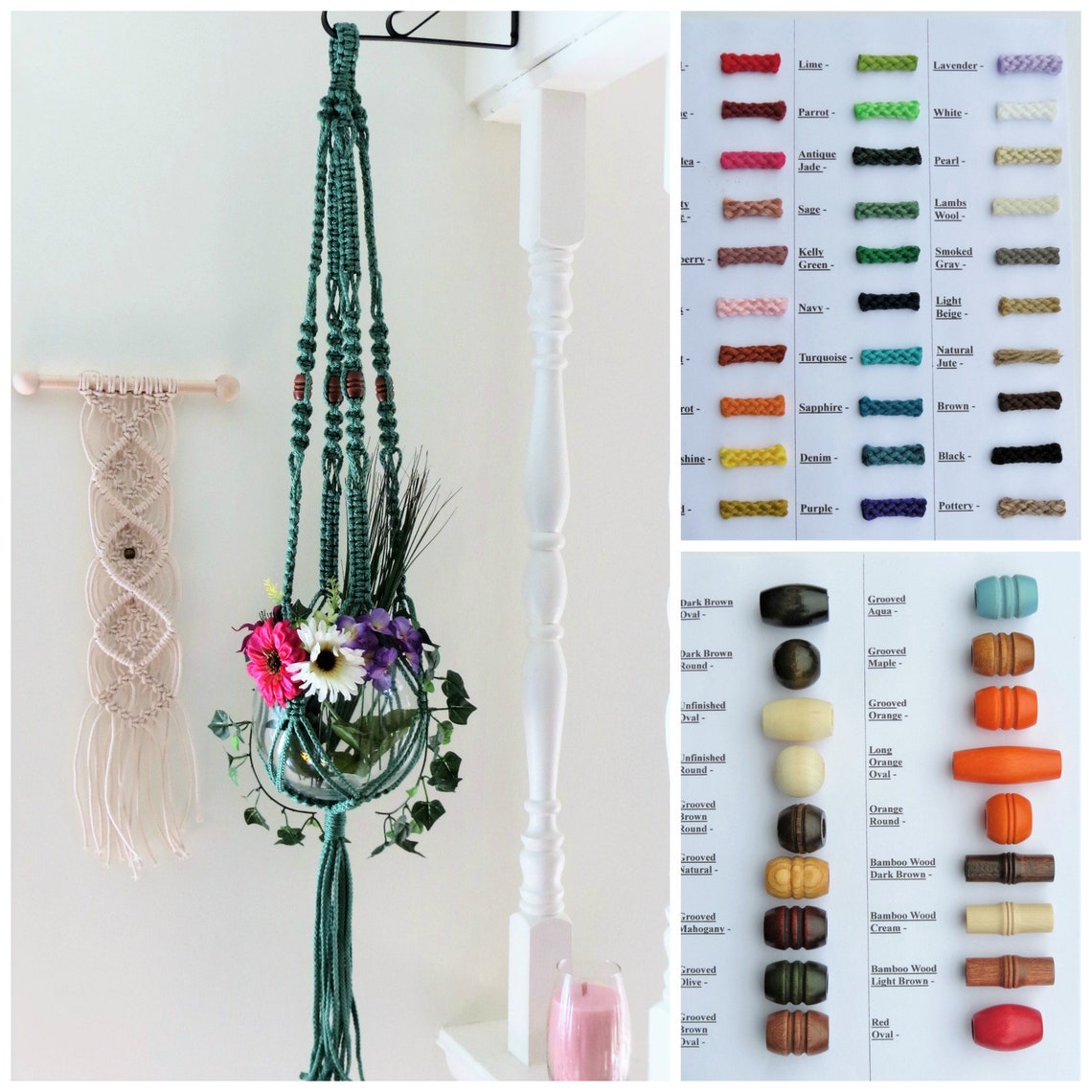 Large Macrame Plant Hanger Beaded Macrame Flower Pot - Etsy