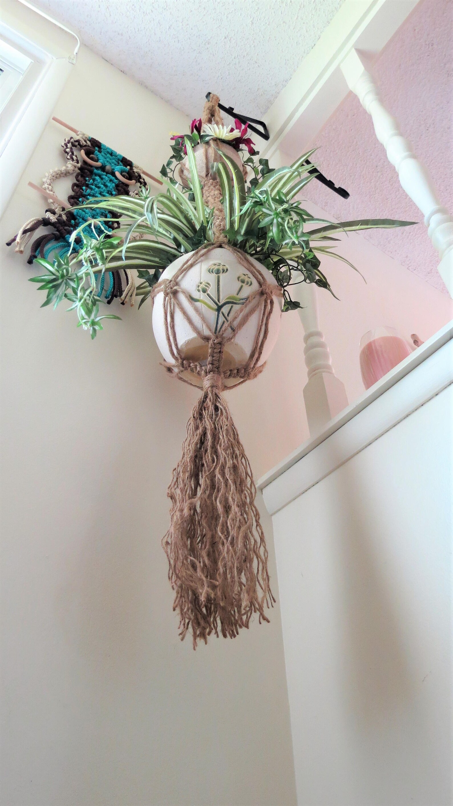 Jute Macrame Plant Hanger Large Double Macrame Planter | Etsy