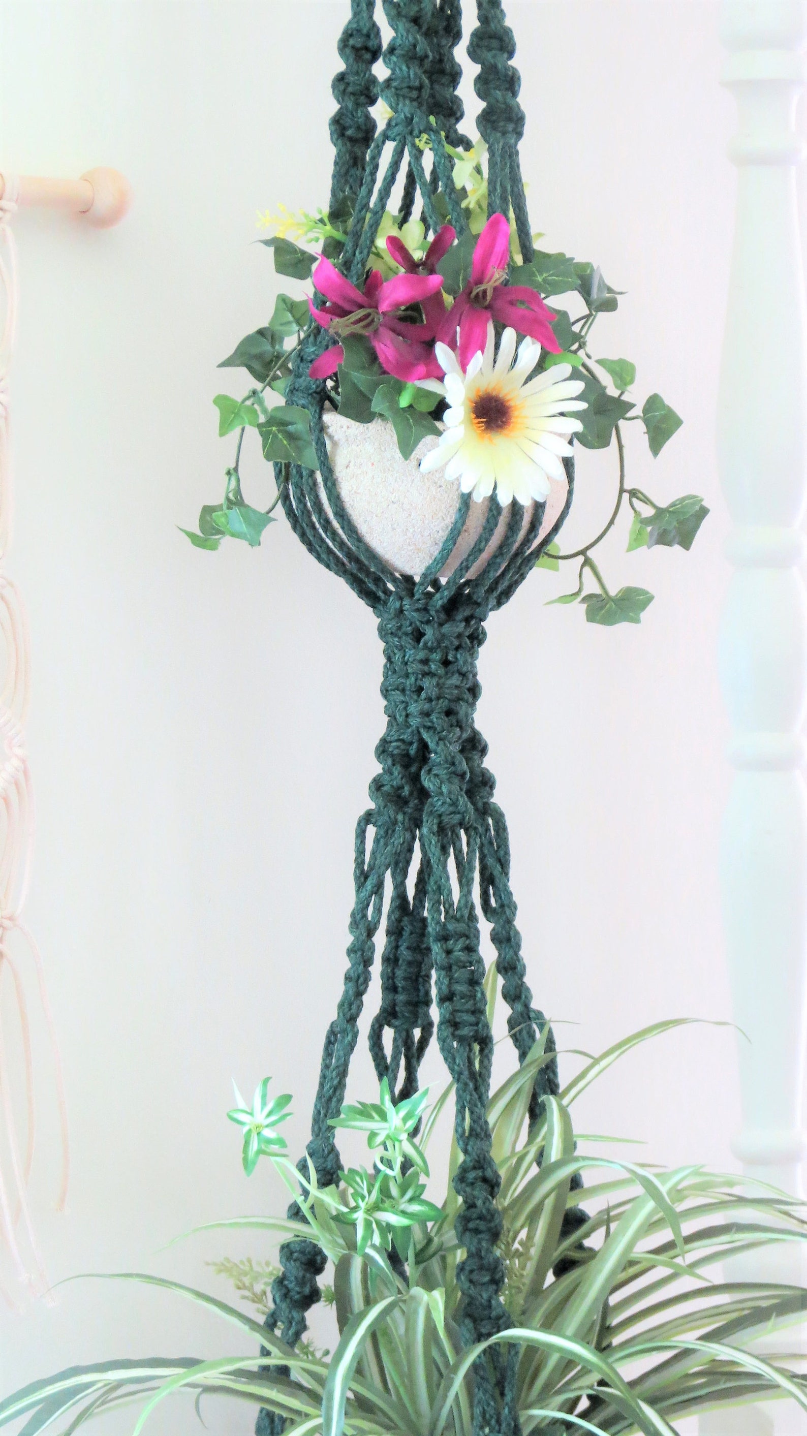 Two Tier Plant Hanger Double Macrame Plant Hanger Hanging | Etsy