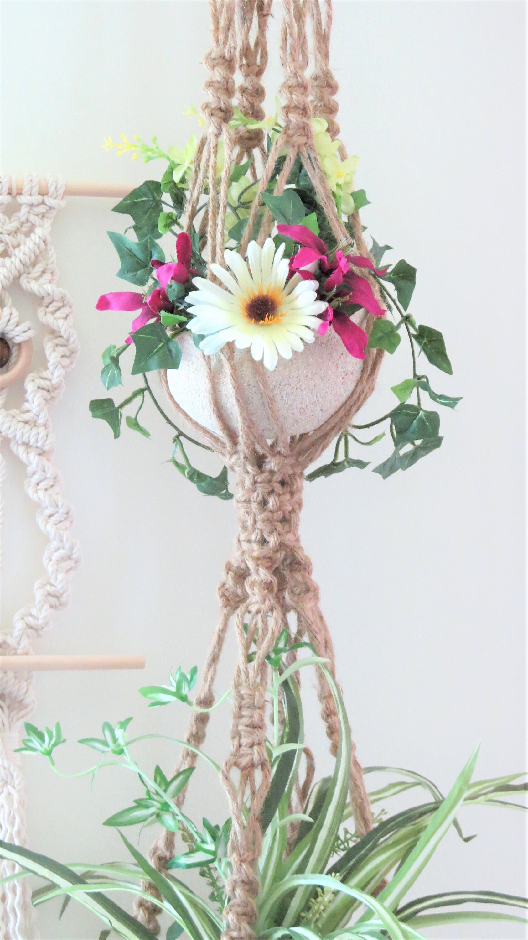 Jute Macrame Plant Hanger Large Double Macrame Planter | Etsy