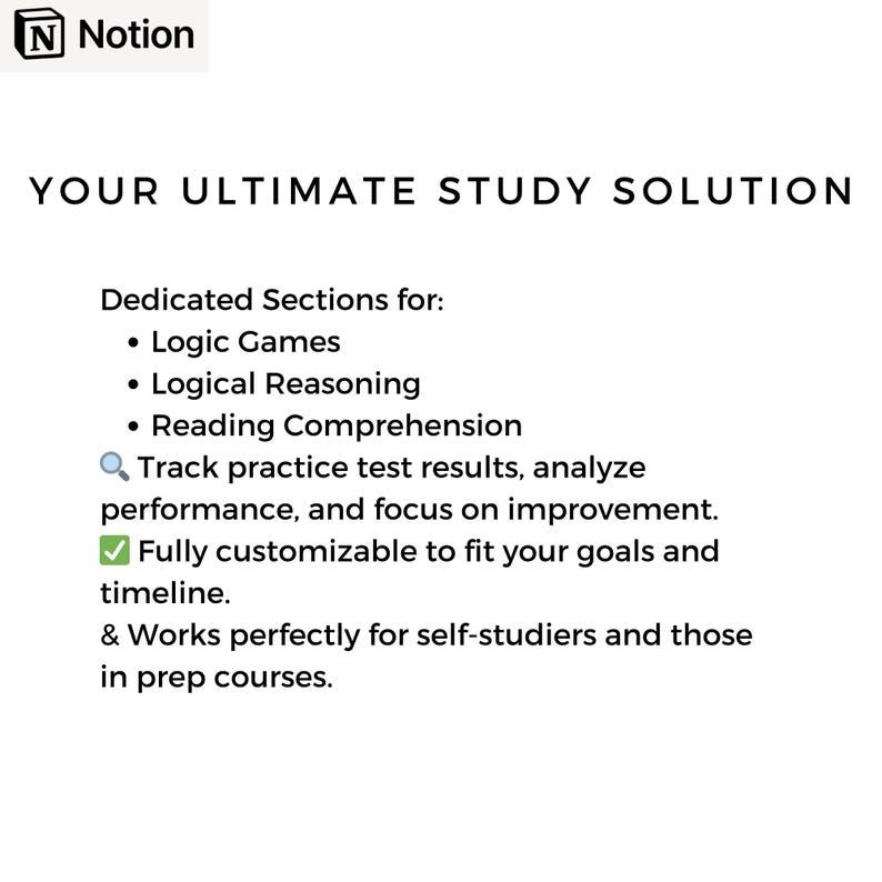 Ultimate LSAT Notion Template | All-in-one LSAT Study System for Top Scores | Organize, Track ...