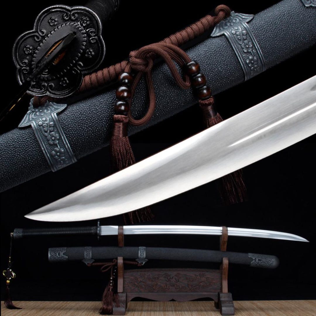 Black Solid Wood Sheath Samurai Sword,copper Accessory Katana,silvery ...