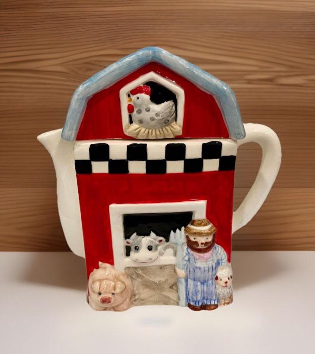 Vintage Porcelain Teapot Farm Theme Barn Animals - Etsy