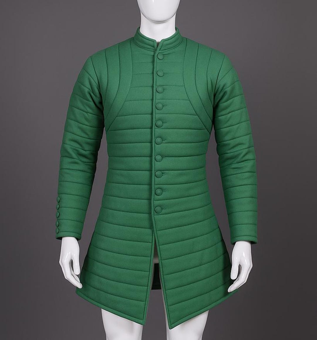 Green Medieval Gambeson for Men – Fencing Jacket, Light Armor, Short ...