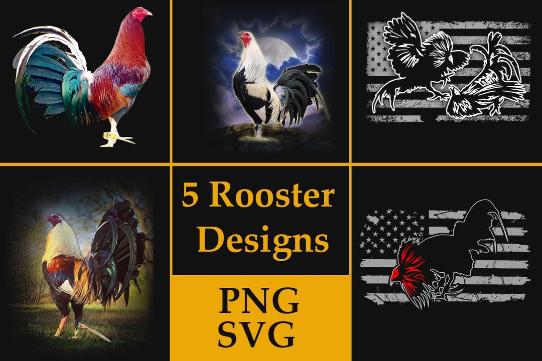 Gamefowl 5 Digital Rooster PNG Files | Sabong Collectables Gamefowl SVG ...