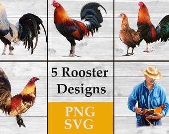 Gamefowl 5 Digital Rooster PNG Files | Sabong Collectables Gamefowl SVG ...