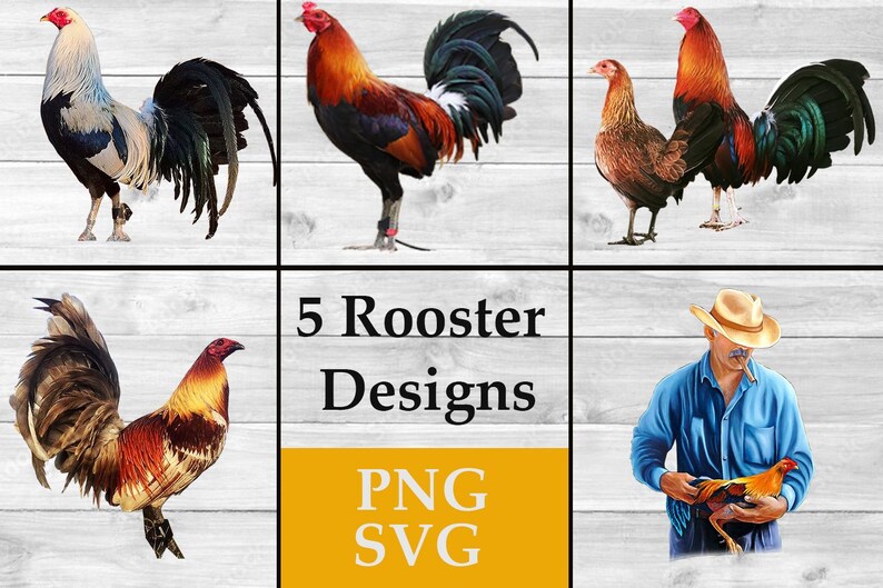 Rooster PNG 5 Digital Files | Sabong Collectables Gamefowl SVG PNG ...