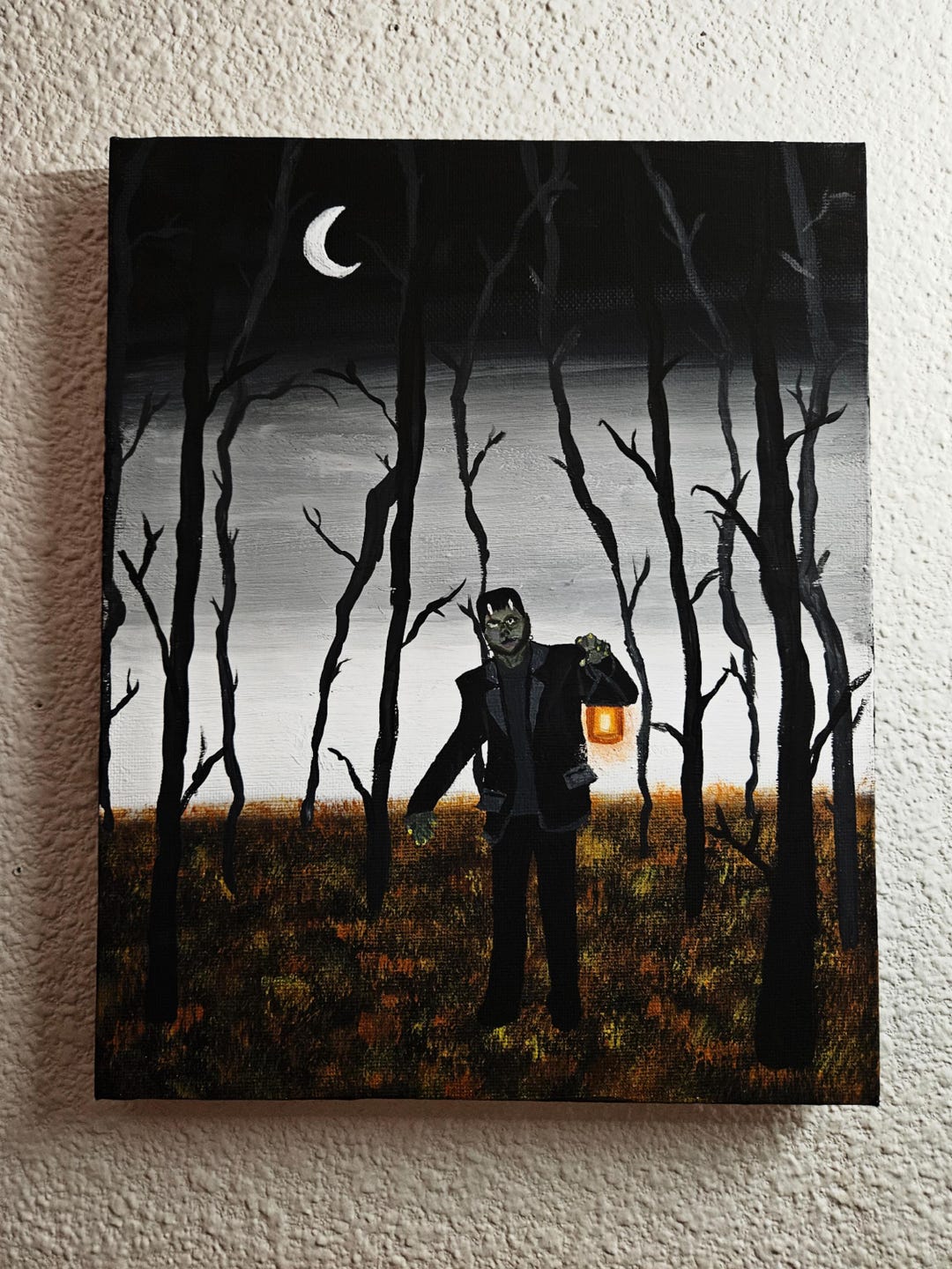 Frankenstein Halloween Painting - Etsy