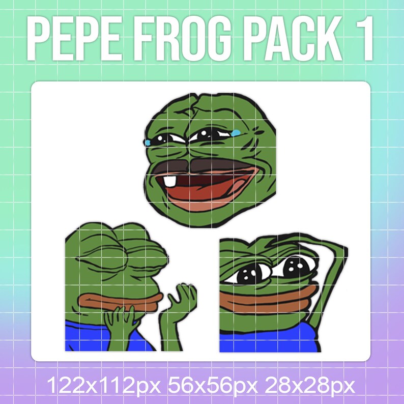 Pepe Frog Twitch/discord Emote Pack of 3 (theme: Kekw, Notlikethis, O7 ...