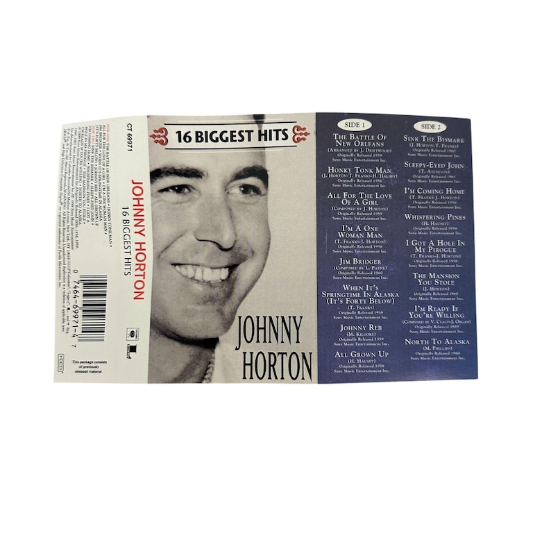 Johnny Horton 16 Biggest Hits Cassette Tape Vintage 1999 Sony Legacy ...