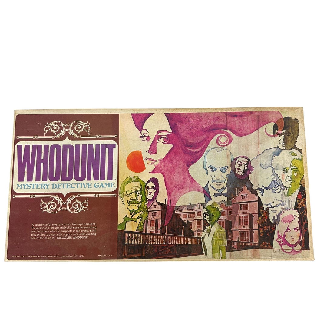 Whodunit Mystery Detective Board Game by Selchow & Righter Vintage 1972 ...