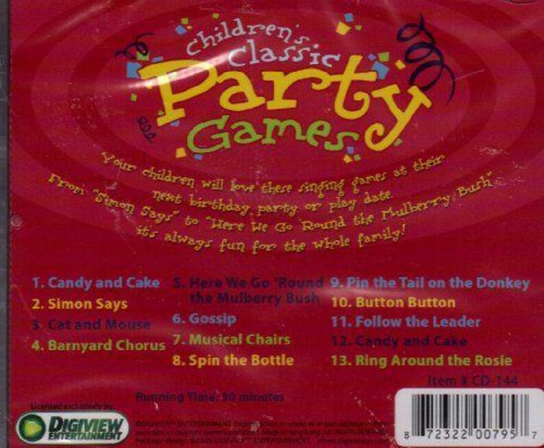 Children's Classic Party Games CD Album 2005 Digiview Entertainment - Etsy