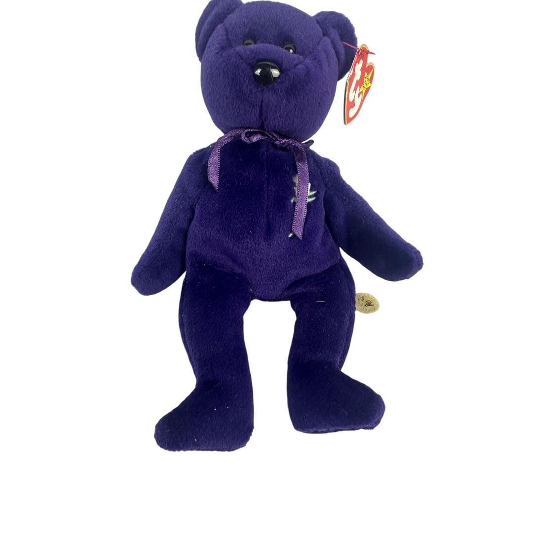 Princess Diana Bear Ty Beanie Babies Plush 1997 Purple Memorial Edition ...