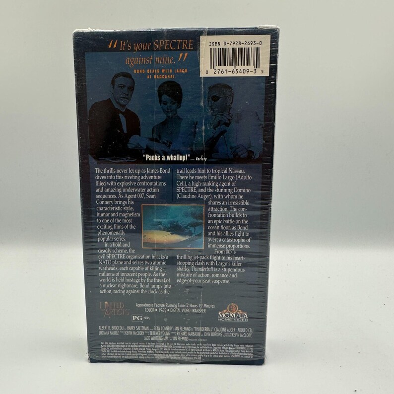 Thunderball VHS James Bond 007 Collection 1986 Sean Connery MGM - Etsy