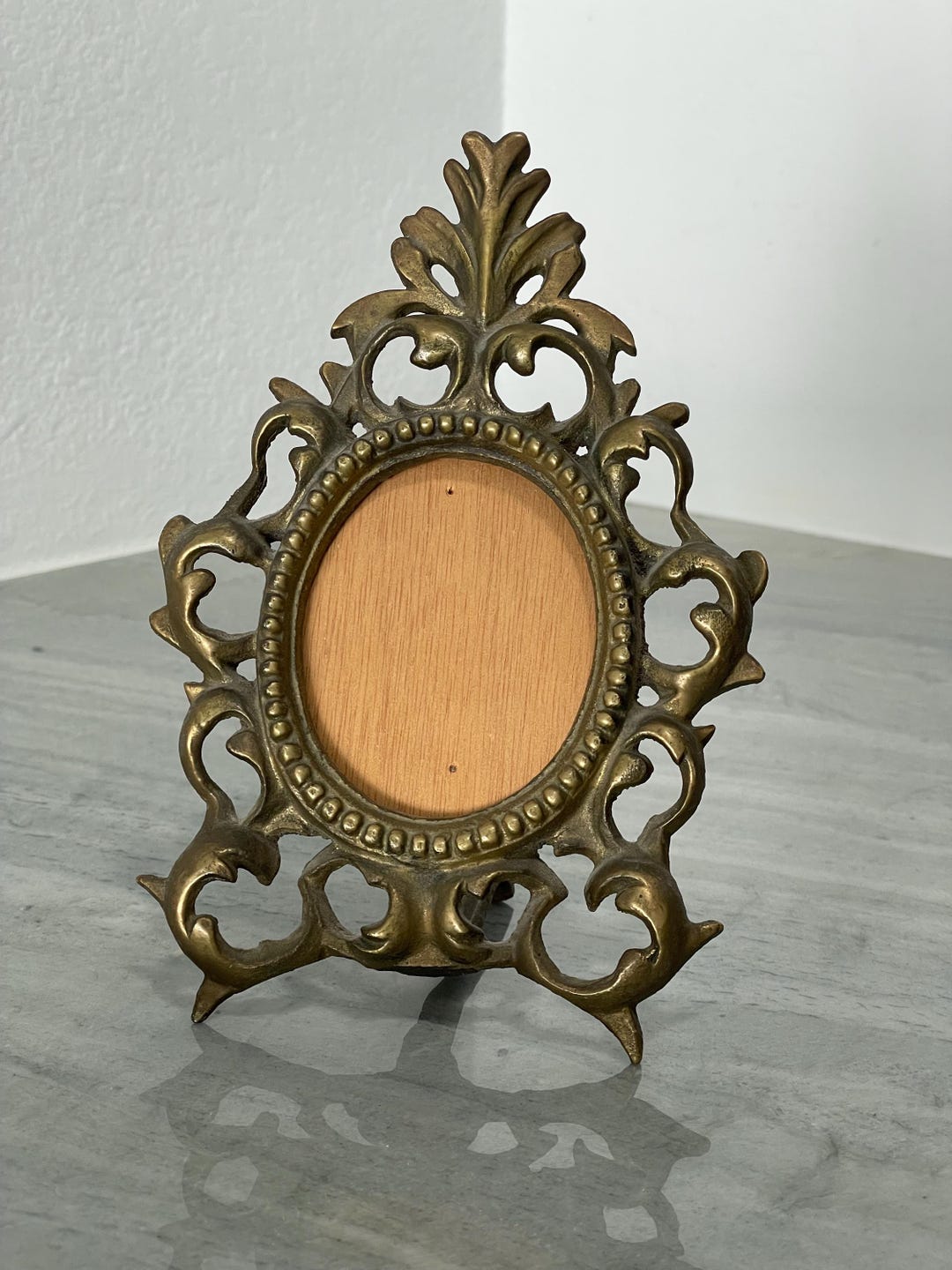 Vintage Art Nouveau Brass Metal Oval Dresser Picture Frame or Mirror - Etsy