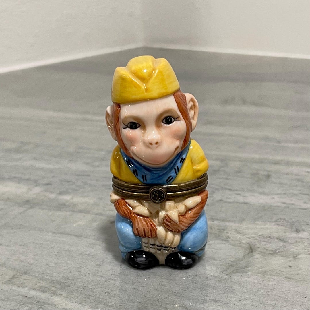 Chamart Boy Scout Monkey Holding a Banana Hinged Trinket Box - Etsy