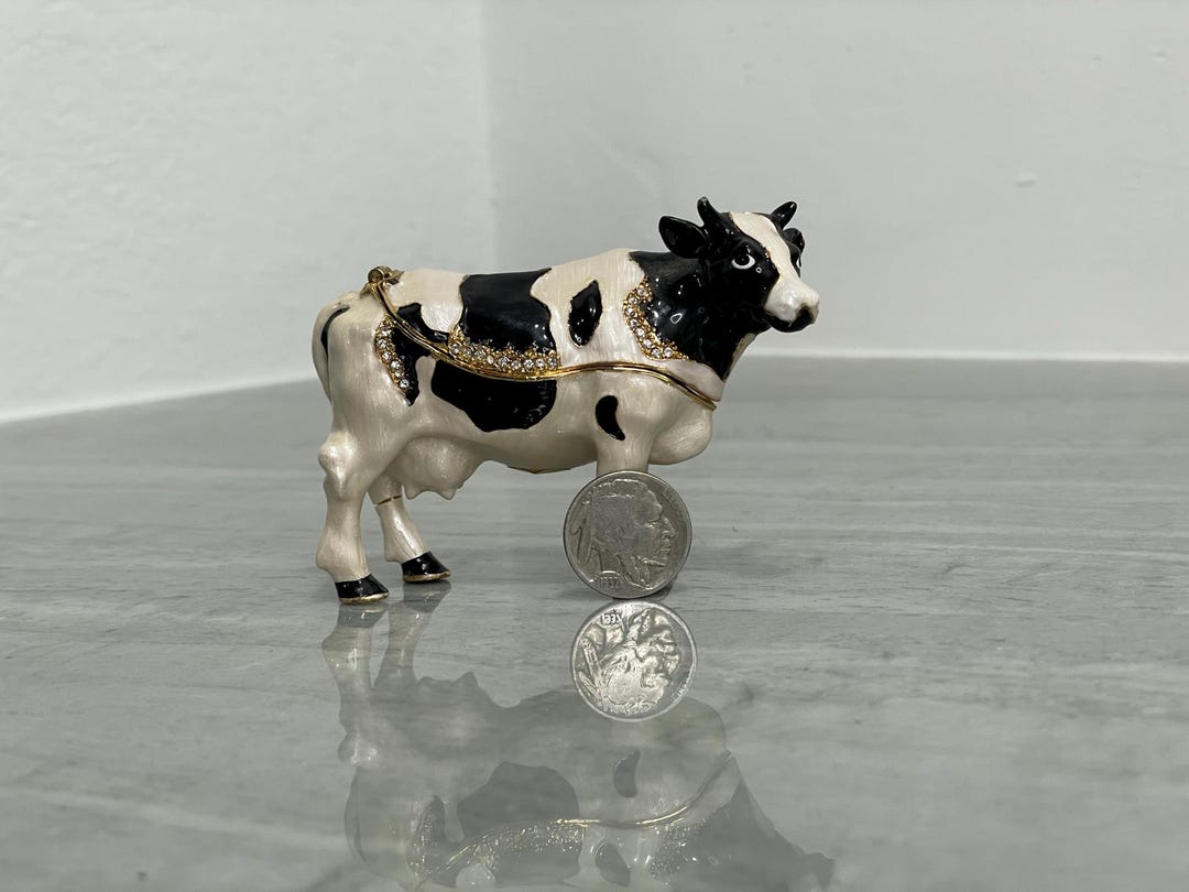 Holstein Cow Hinged Trinket, Pill, and Keepsake Box 2.5" and 1937 ...