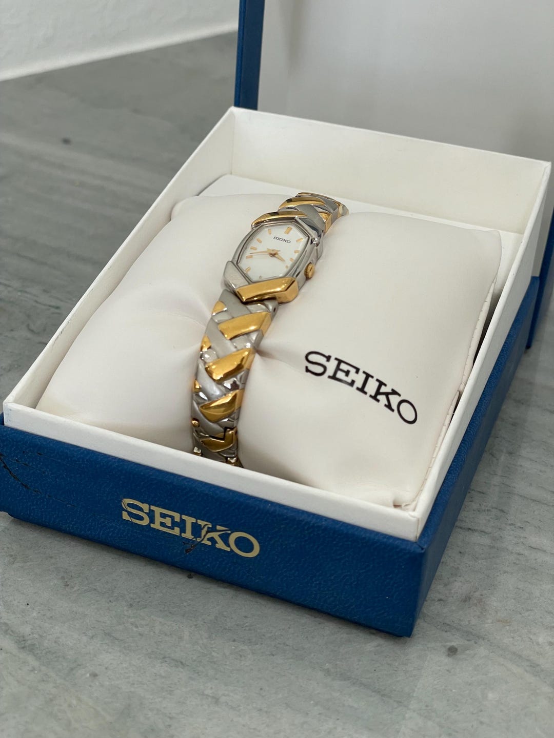 Vintage Seiko Ladies Watch: Two-tone Hexagon Dial, 1990s, Original Box ...