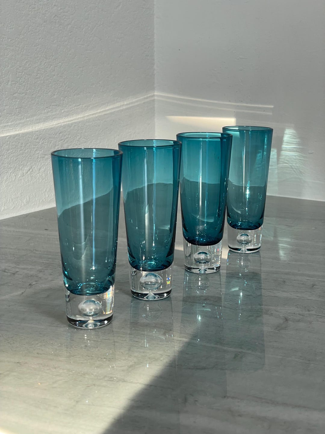 Azure Blue Vodka Shot Glasses by Krosno Glass Set of 4 - Mid Century ...