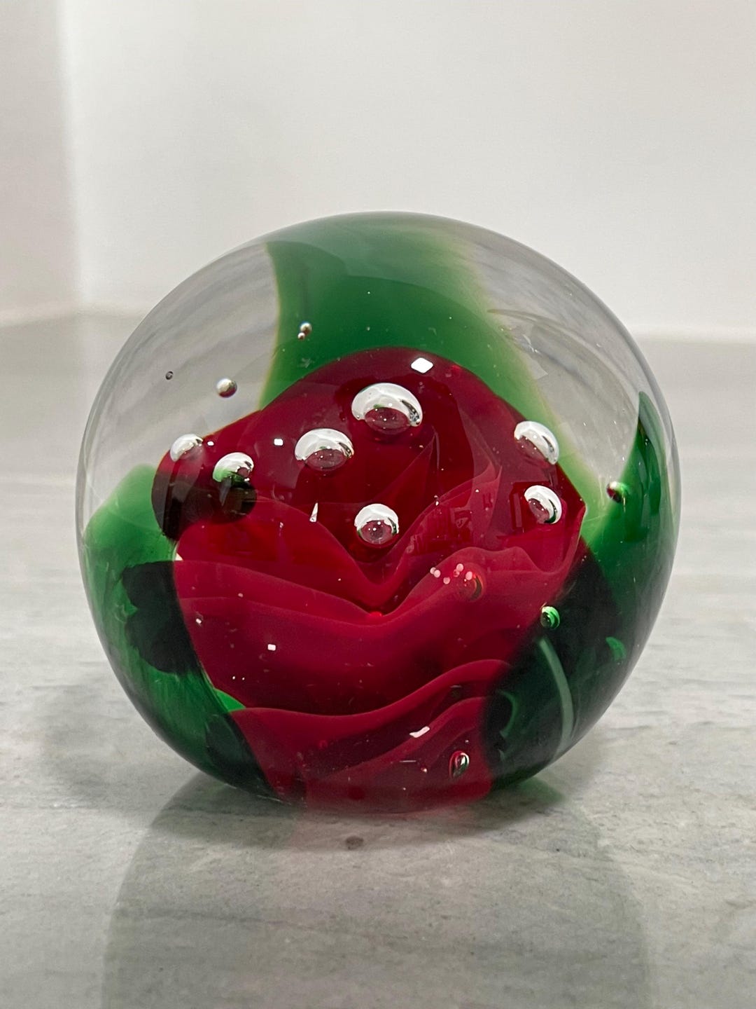 Schuster Studios Controlled Bubble Red Rose SIGNED SGS 97 PAPERWEIGHT ...