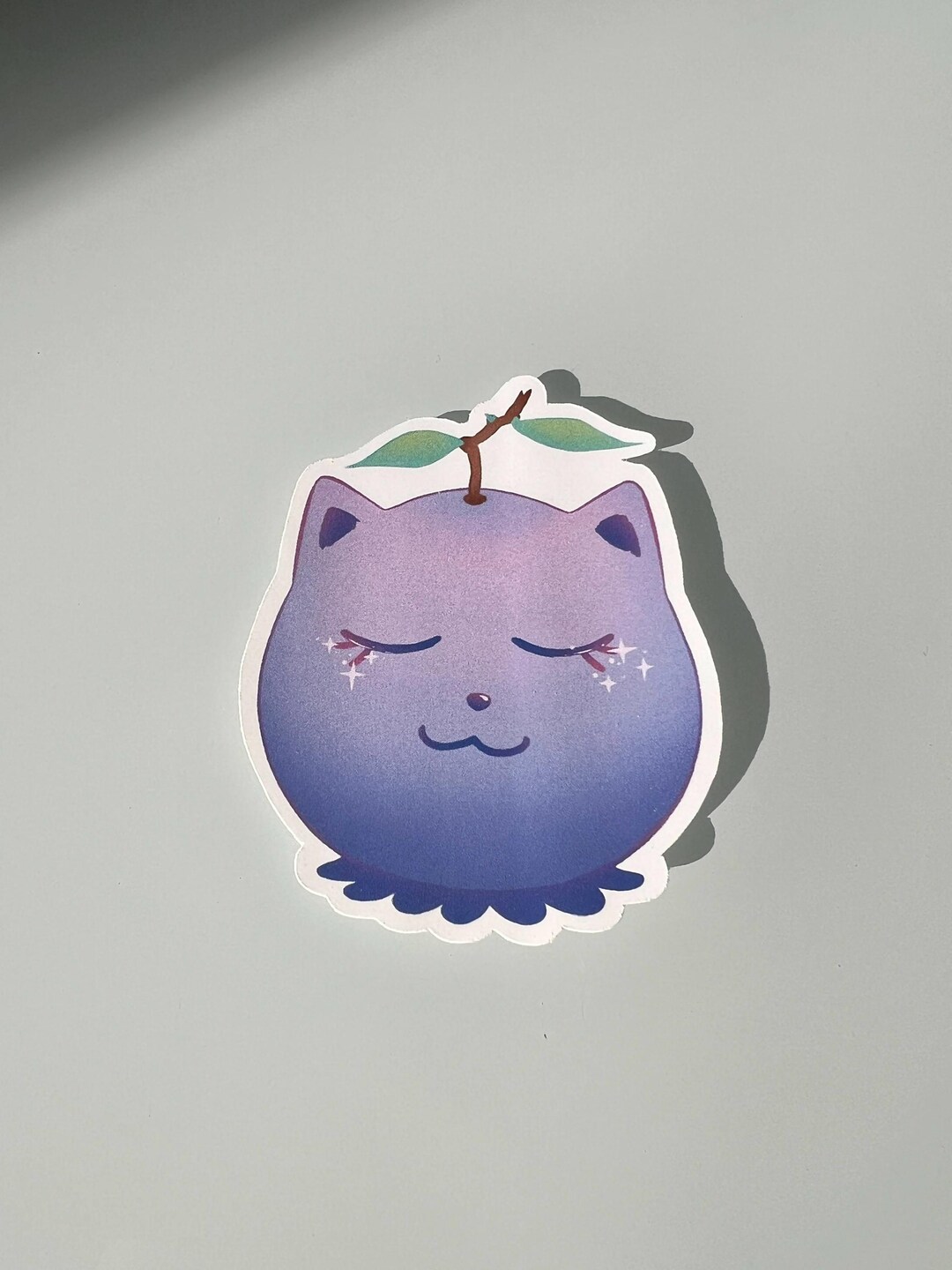 Blueberry Cat Die Cut Sticker | Cute Cat Sticker | Purple Kitty Sticker ...