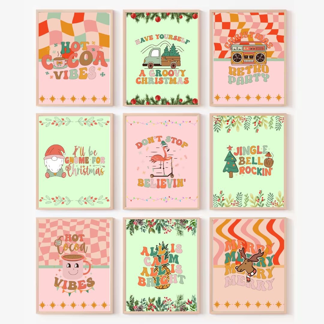 Tropical Groovy Retro Christmas Classroom Posters - Etsy