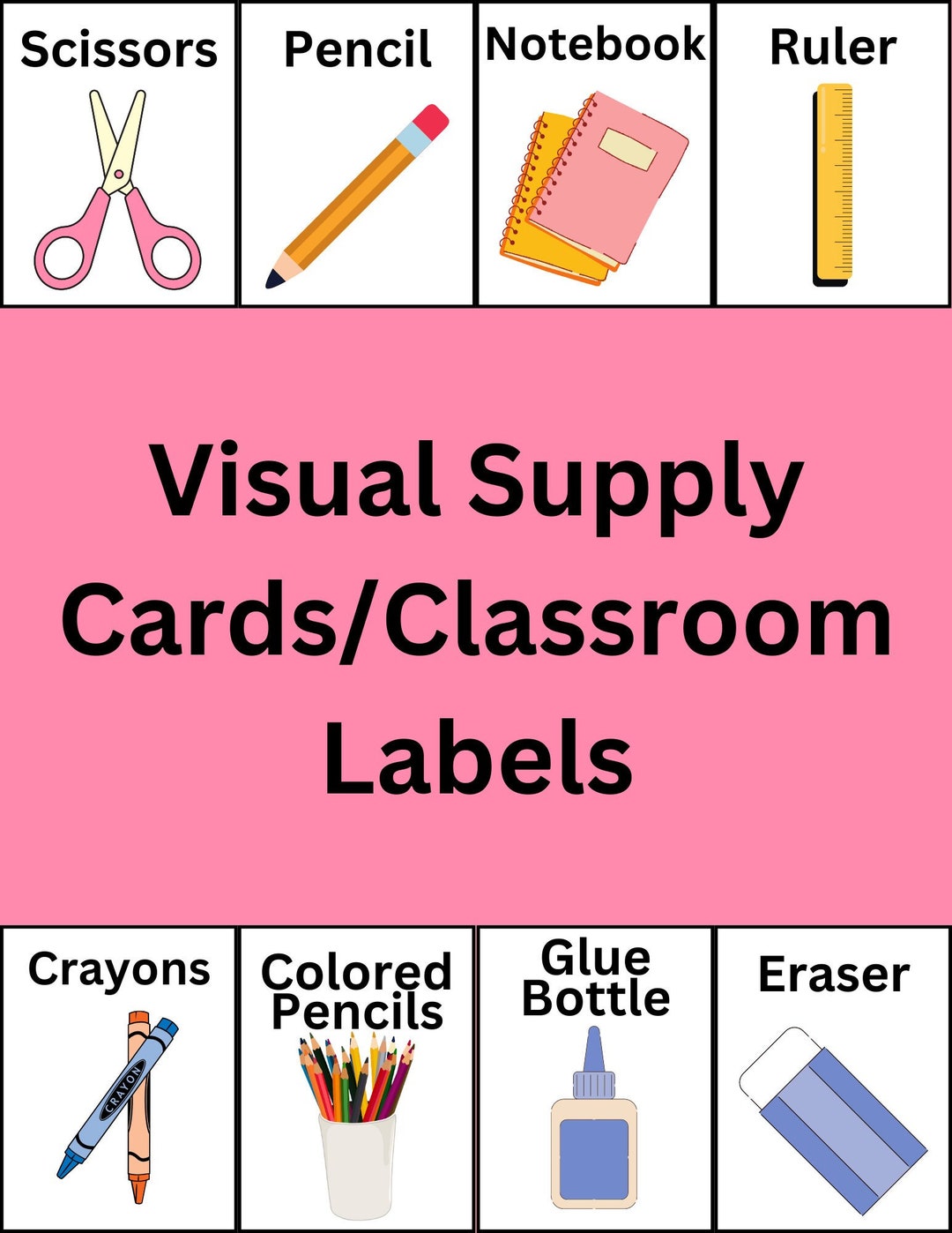 Visual Supply Cards/ Classroom Labels - Etsy