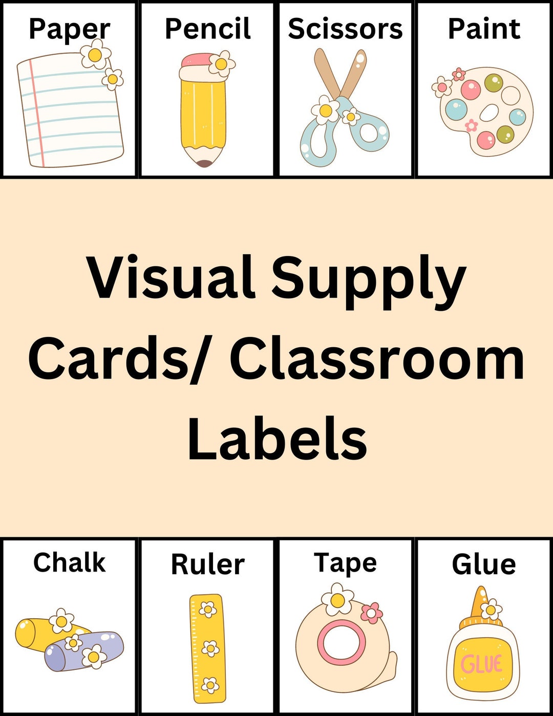 Visual Supply Cards/ Classroom Labels - Etsy