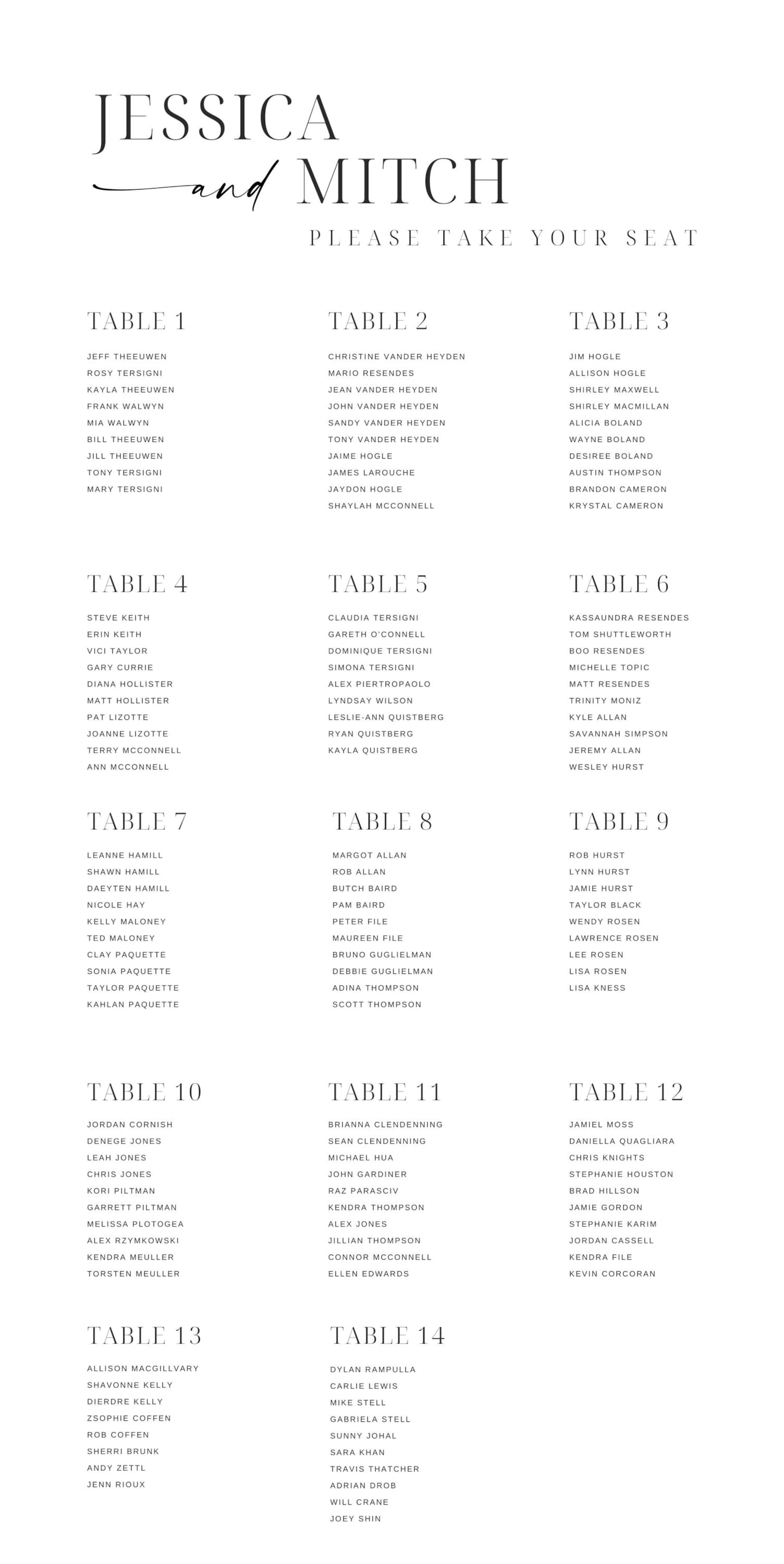 Seating Chart | Weddings | Parties | Bridal Showers | Events - Etsy