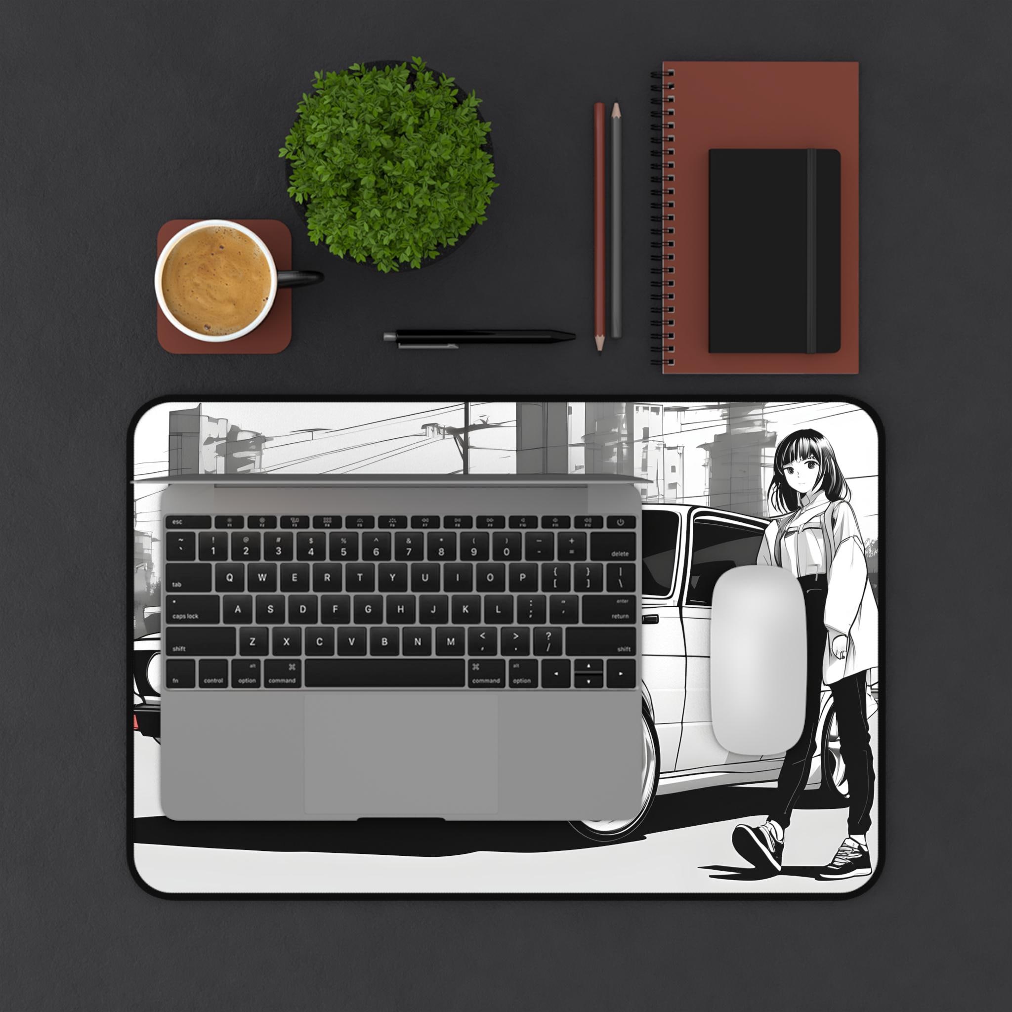 Black & White Aesthetic Car With Anime Girl Mouse Pad - XXL Mouse Pad ...
