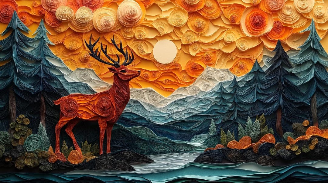 Stunning Paper Folding Art Scenery Digital Artwork - Etsy