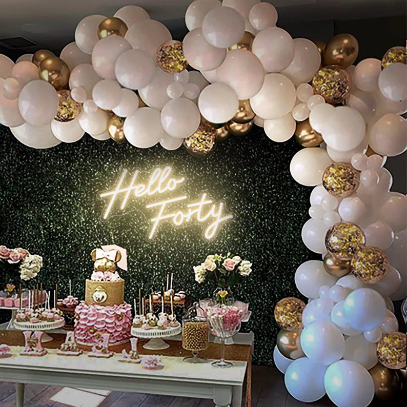 Hello Forty Neon Sign| Custom Birthday Neon Sign| 40th Birthday Decor ...
