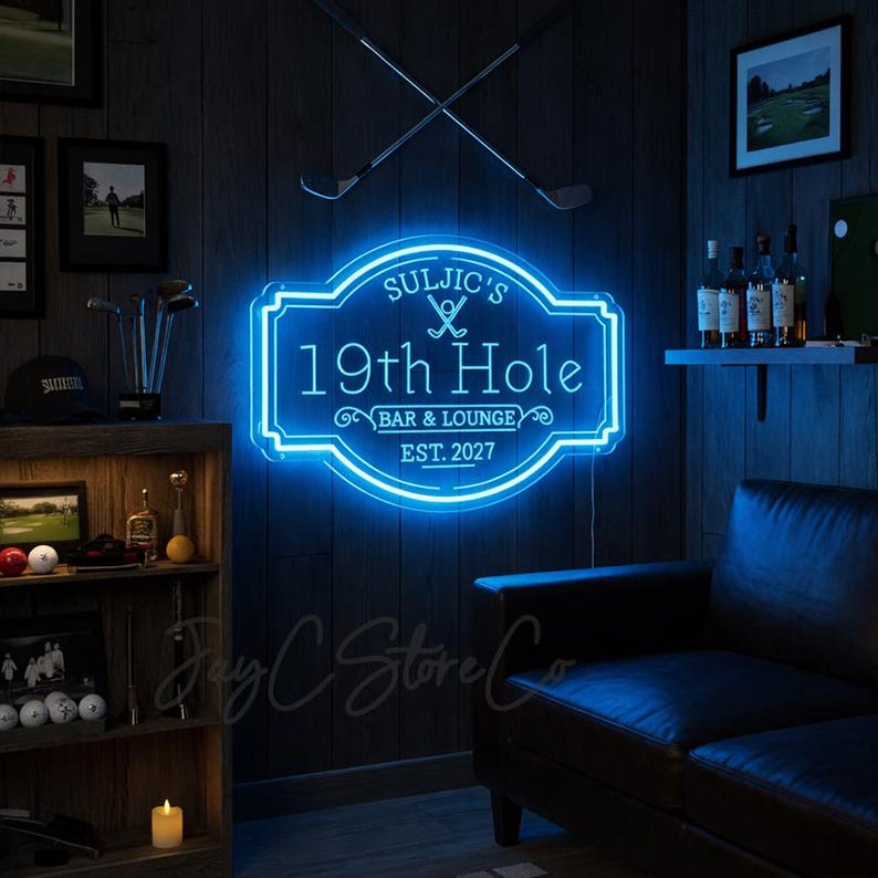 Custom 19th Hole LED Neon Sign, Golf Bar Decor, Man Cave - Etsy