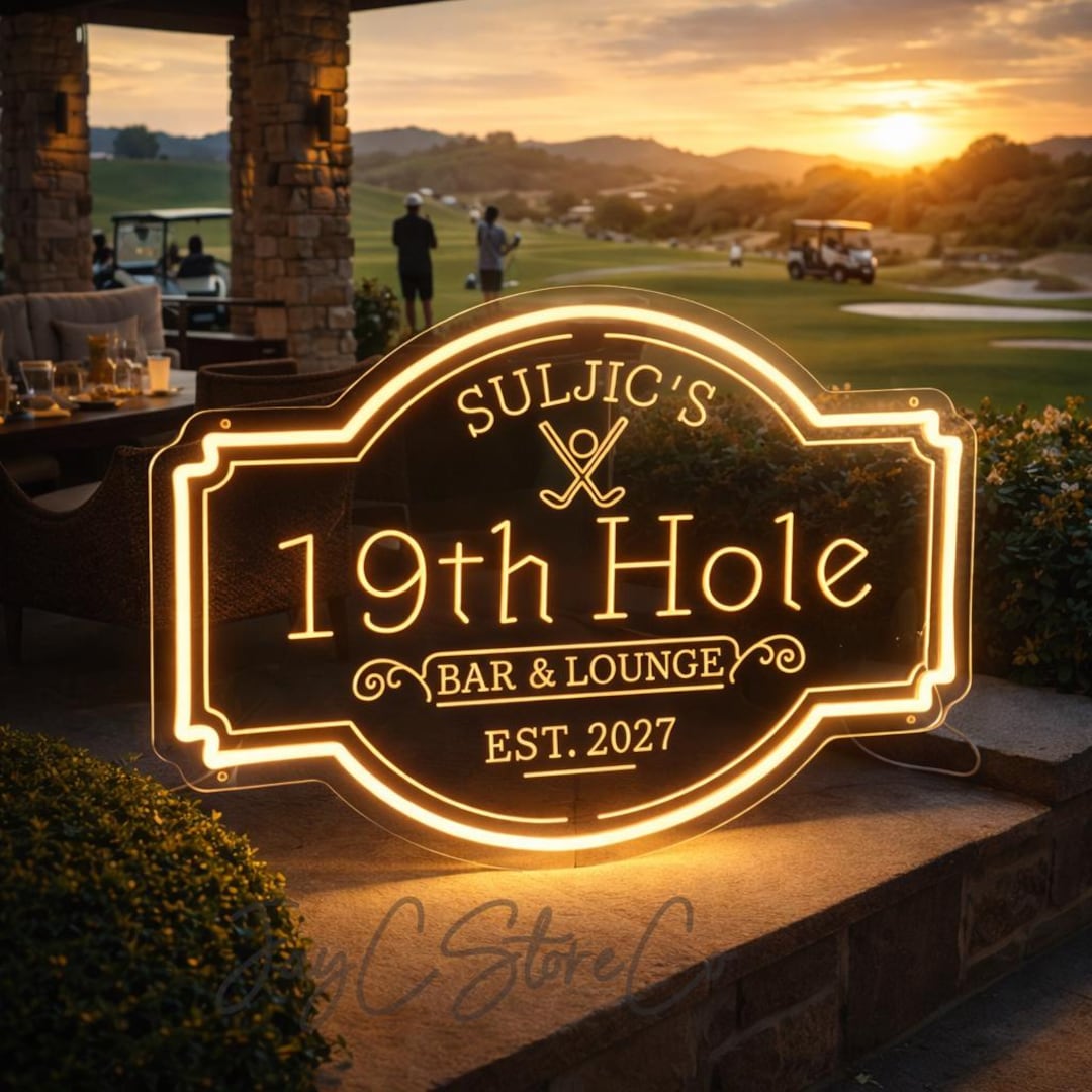 Custom 19th Hole LED Neon Sign, Golf Bar Decor, Man Cave - Etsy