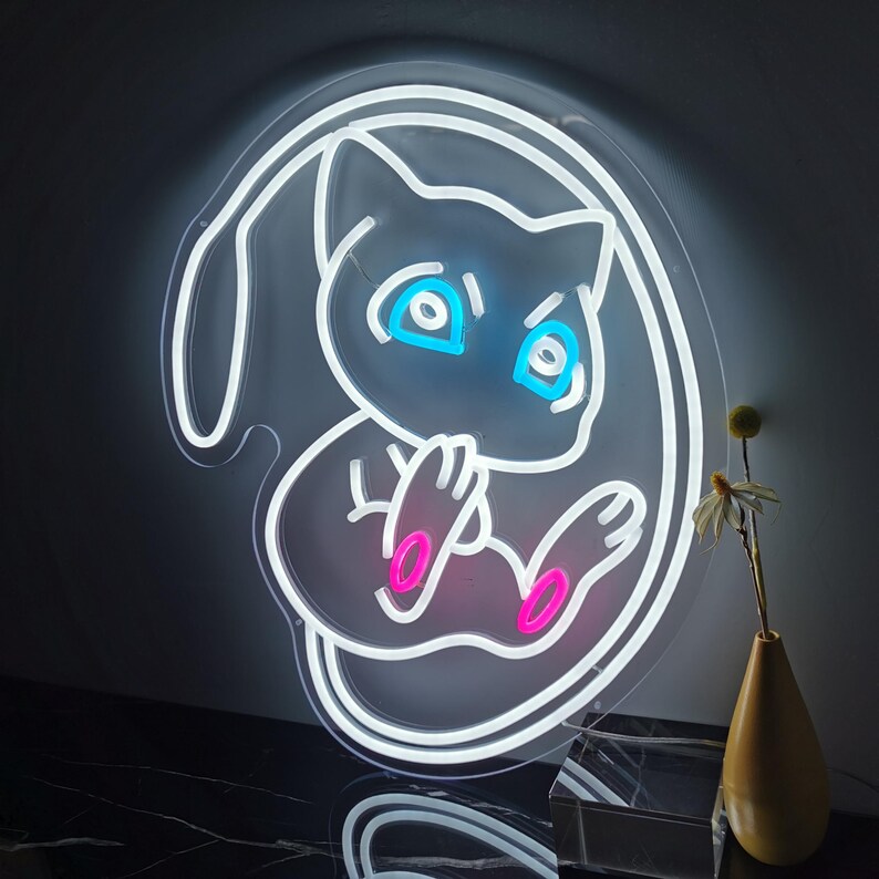 Anime MEW LED Neon Anime Wall Art, Anime, Cartoon Character, Game Room ...