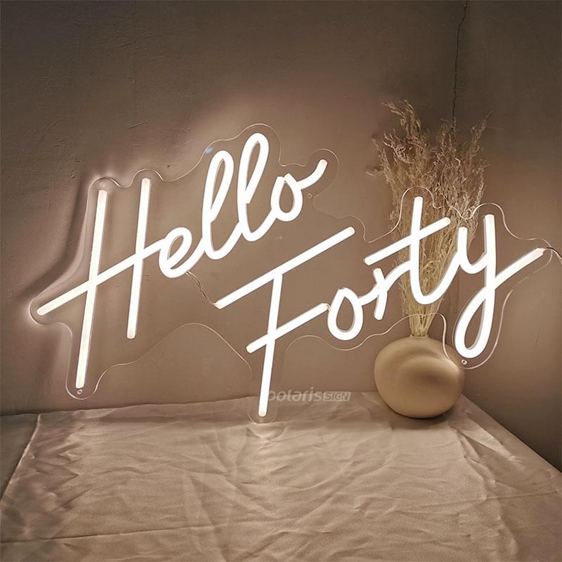 Hello Forty Neon Sign| Custom Birthday Neon Sign| 40th Birthday Decor ...