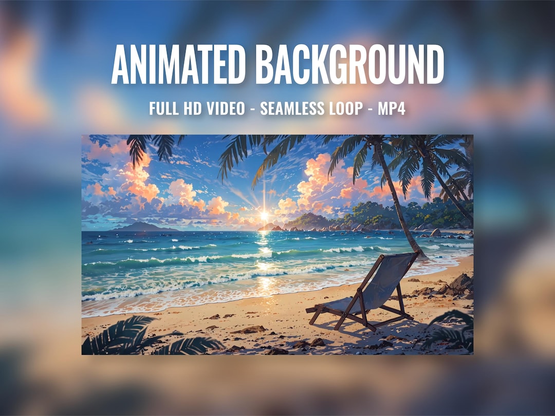 Tropical Beach Animated Background Video, Live Wallpaper, Seamless Loop ...