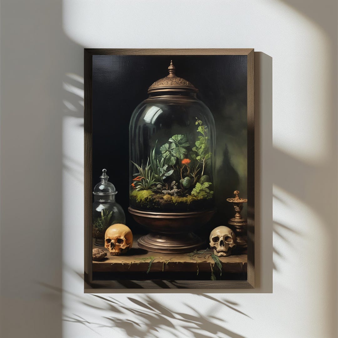 Dark Botanical Terrarium, Printable Wall Art, Dark Academia, Gothic ...