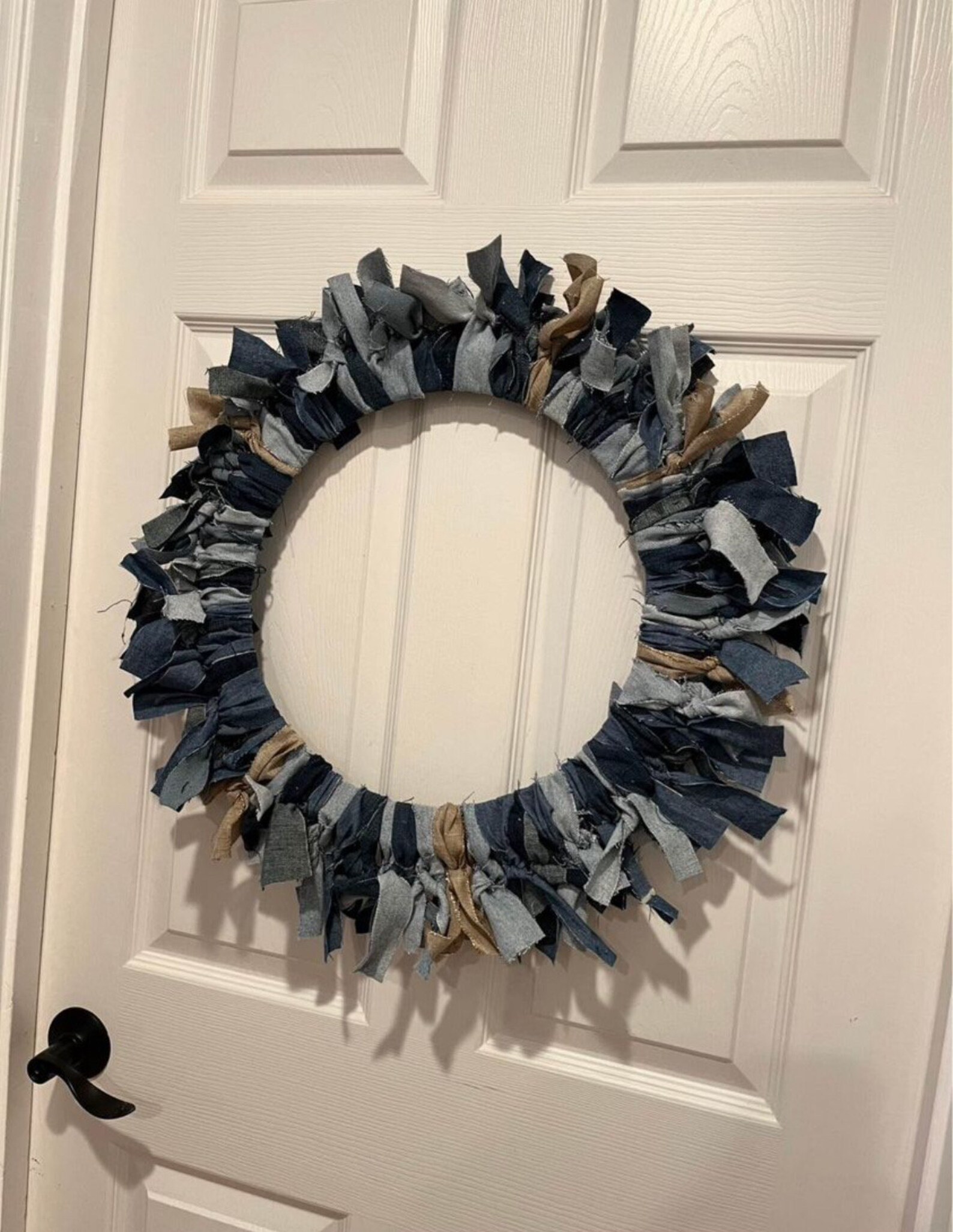 Upcycled Denim Wreath Handmade Blue Jean Rag Wreath for Door Rustic ...