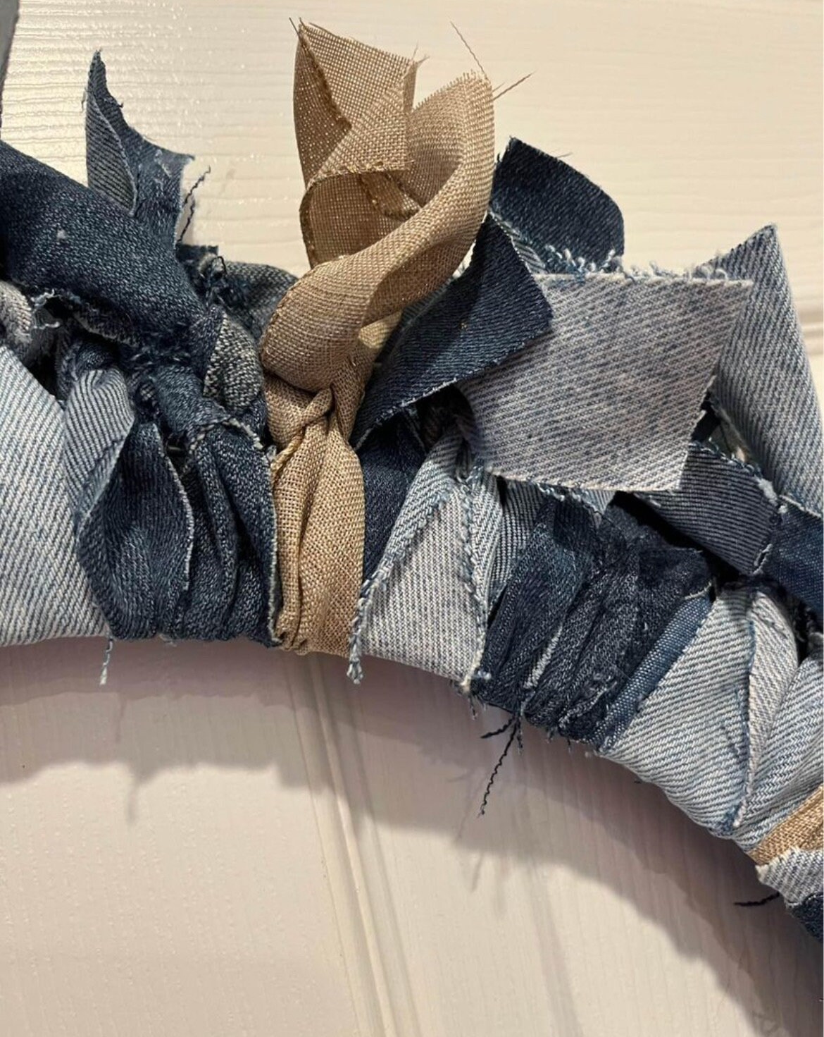 Upcycled Denim Wreath Handmade Blue Jean Rag Wreath for Door Rustic ...