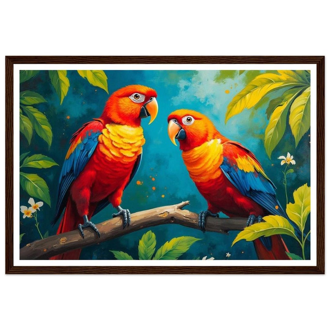 Tropical Dialogue: Scarlet Macaws in Paradise 12x18 Wooden Frame Art - Etsy