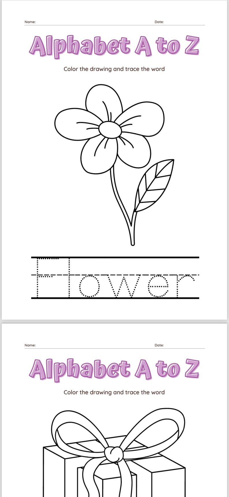 26 Pages Alphabet A to Z Coloring Worksheet Set.pdf - Etsy