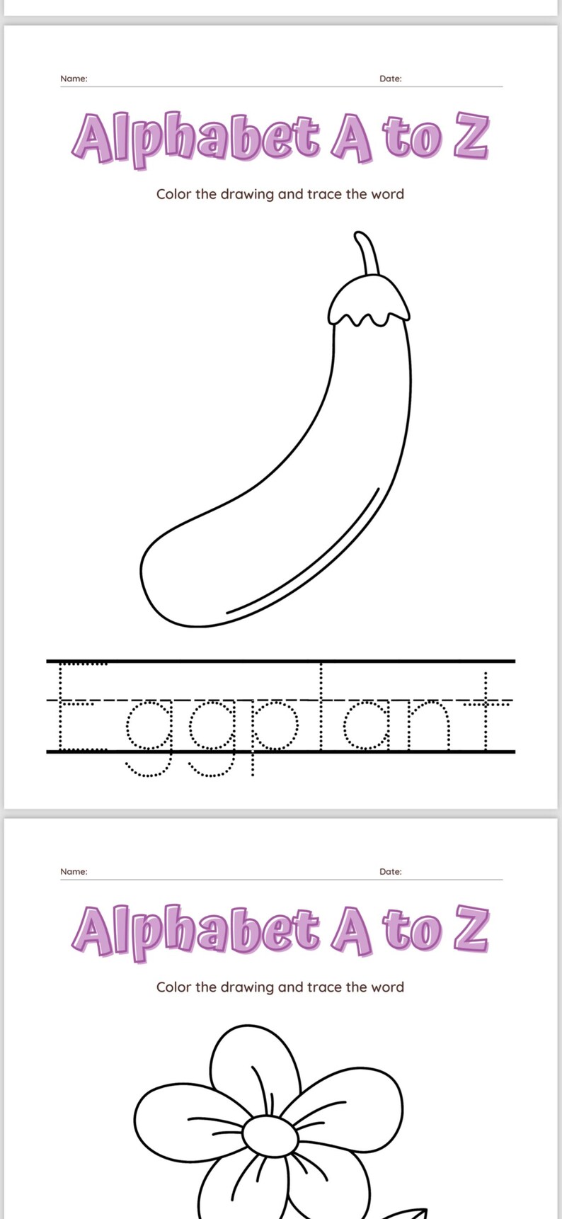 26 Pages Alphabet A to Z Coloring Worksheet Set.pdf - Etsy