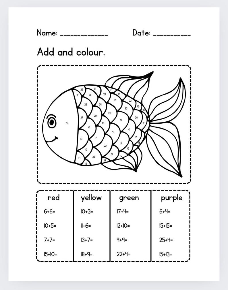 Math Addition Coloring Worksheet.pdf - Etsy