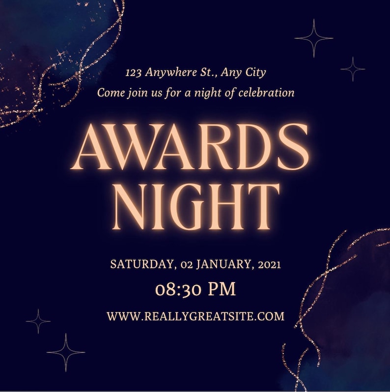 Elegant Event Awards Night Invitation Template Editable .pdf - Etsy