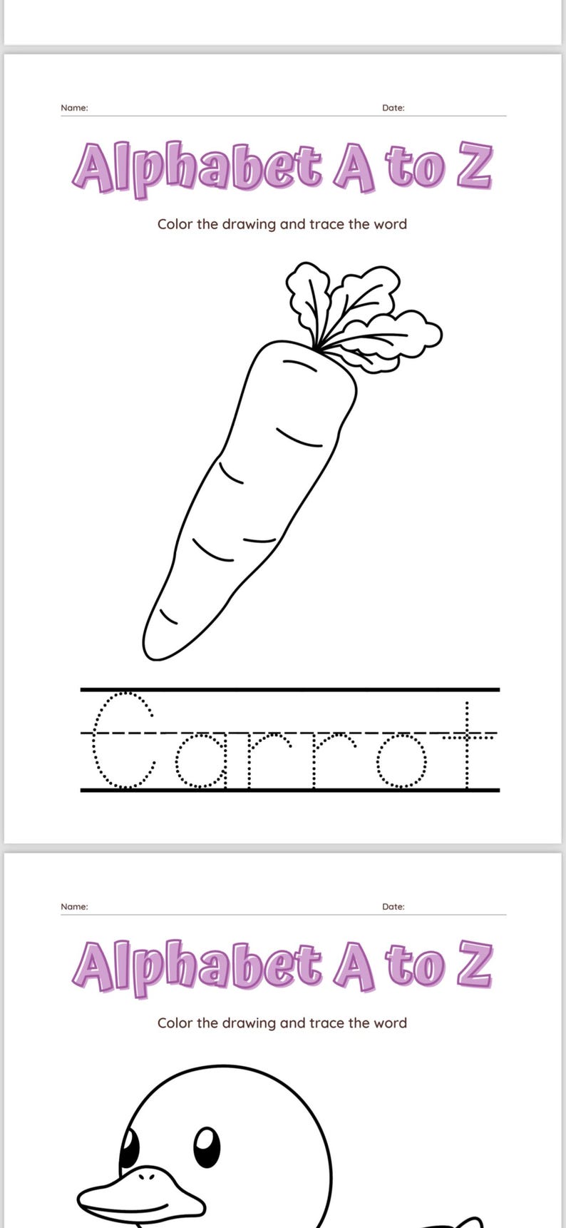 26 Pages Alphabet A to Z Coloring Worksheet Set.pdf - Etsy