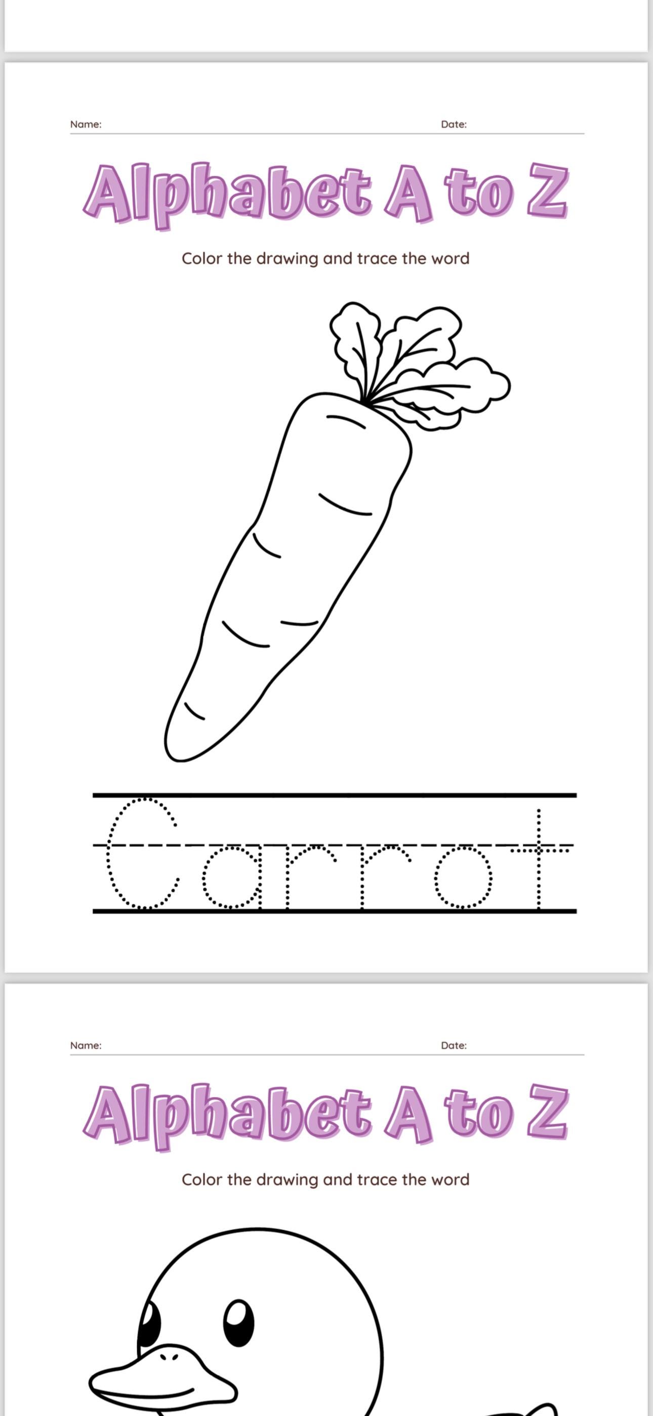 26 Pages Alphabet A to Z Coloring Worksheet Set.pdf - Etsy